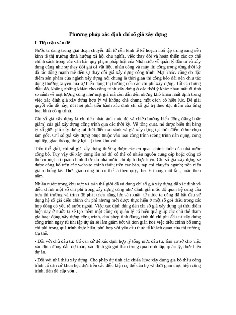 Phuong Phap Xdinh Chi So Gia Xay Dung | PDF