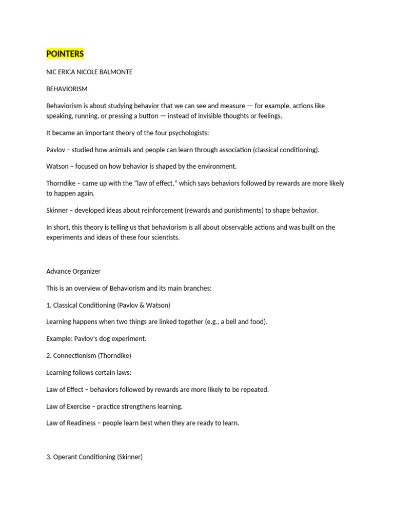 Behaviorism Report Nicole | PDF | Reinforcement | Classical Conditioning