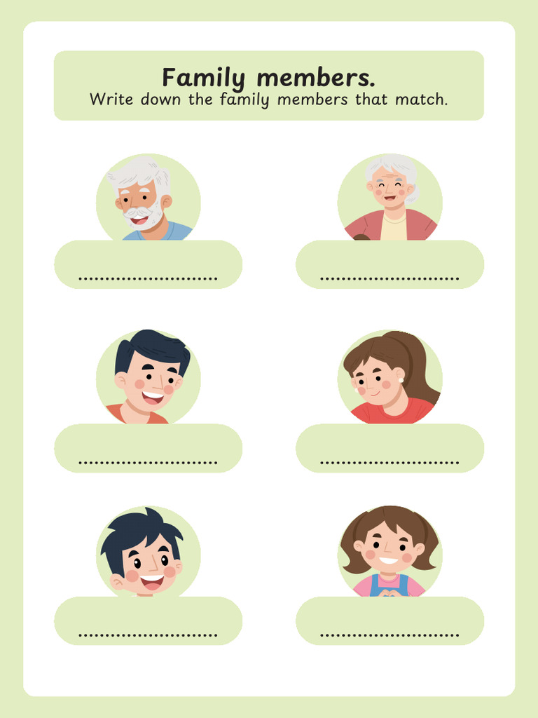 My Family Worksheet Colorful Cute and Simple Style | PDF