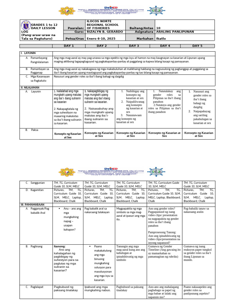 Ap10 DLL Q2 Week6 2024 | PDF