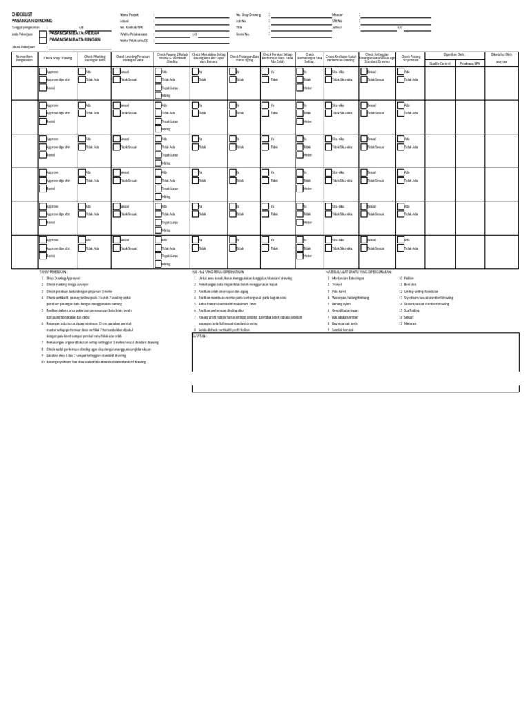 Form Check List-027 | PDF