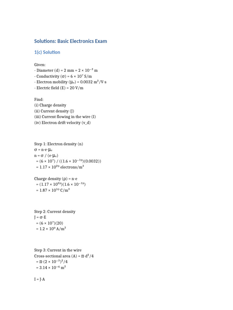Basic Electronics Solutions With Diagrams | PDF