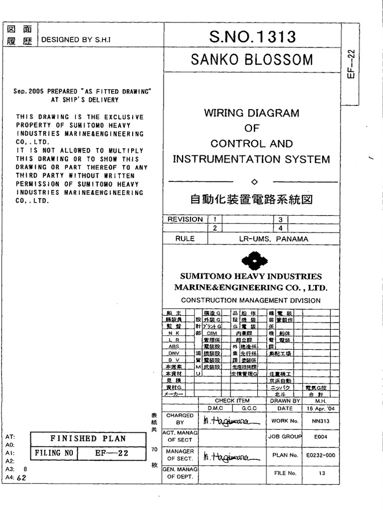 Ef-22 Wiring Diagram of Control and Instrumentation System | PDF
