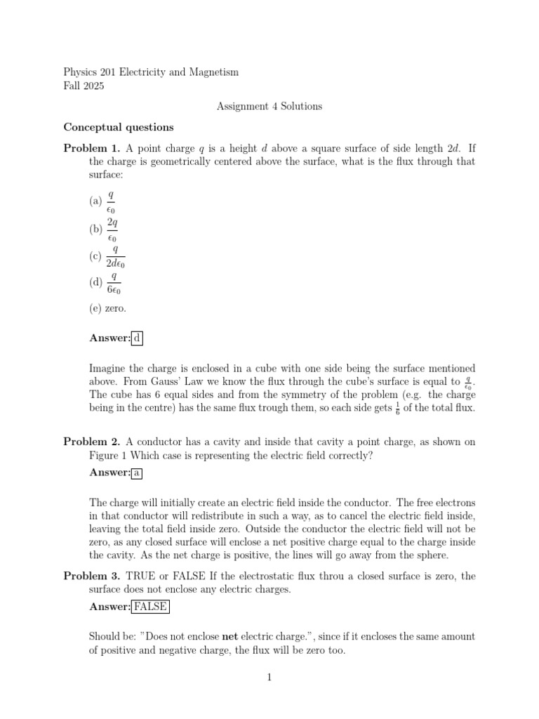 Assignment4 S | PDF | Sphere | Electric Field