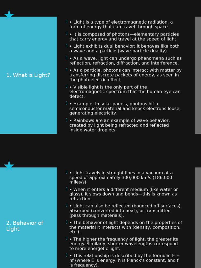 Understanding Light and Its Behavior | PDF | Light | Electromagnetic ...