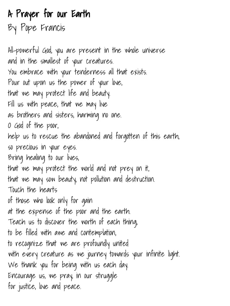 Prayer for Earth by Pope Francis | PDF