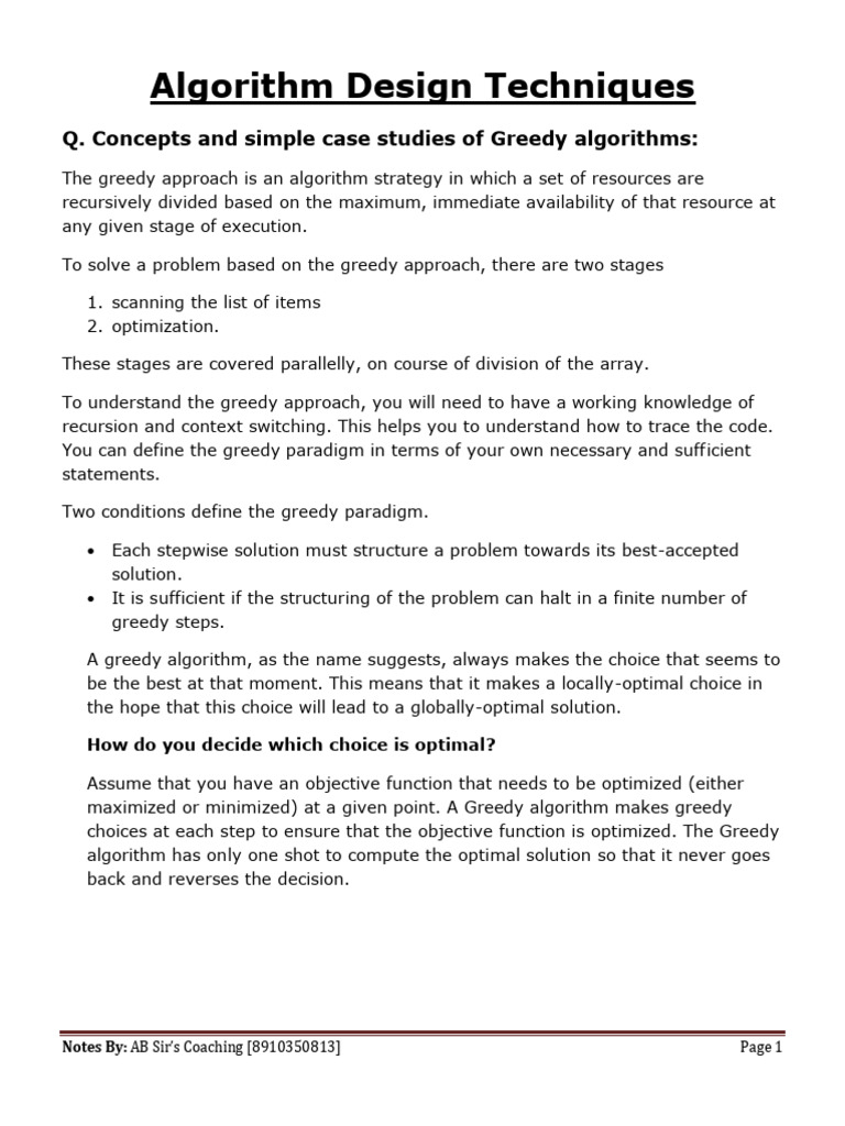 Algorithm Design Techniques | PDF | Mathematical Optimization | Theoretical Computer Science