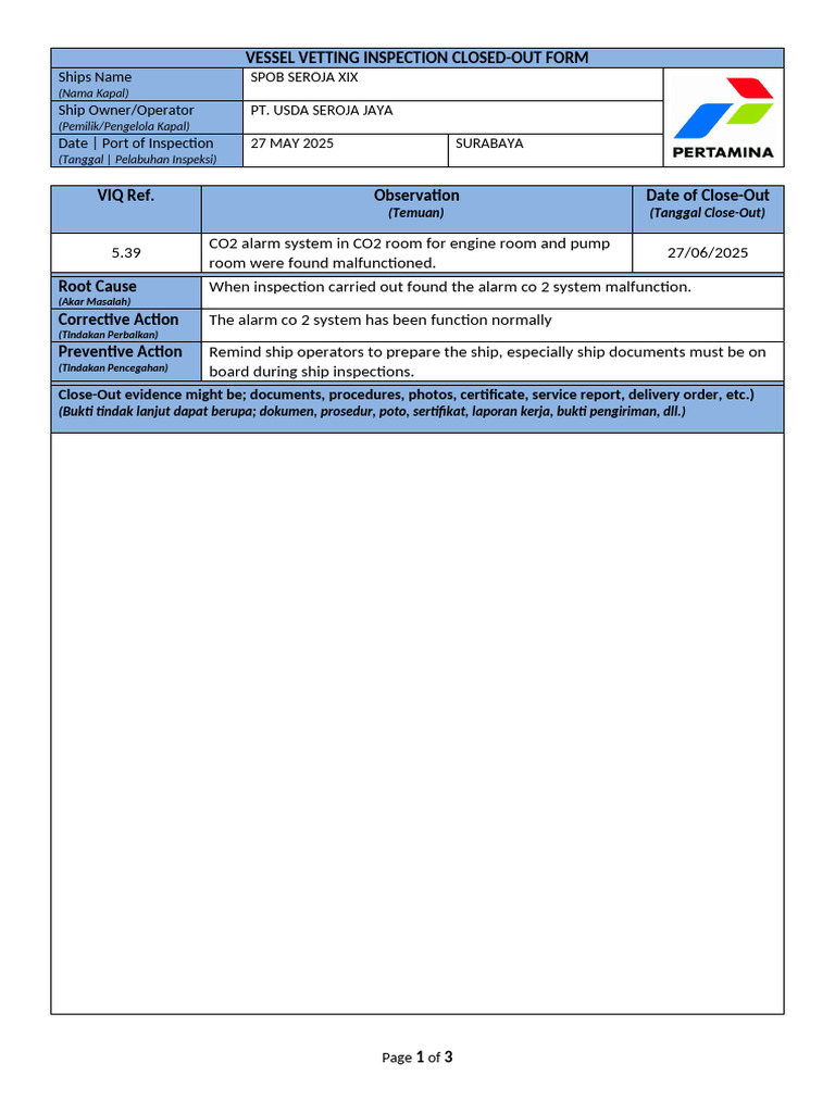 5.39 - Close-Out-Form CO2 System. | PDF