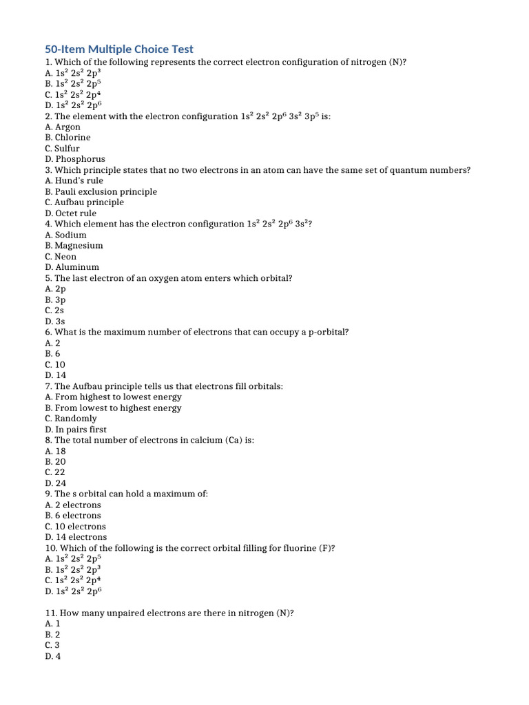Science9 50item MCQ Complete | PDF | Mole (Unit) | Electron Configuration