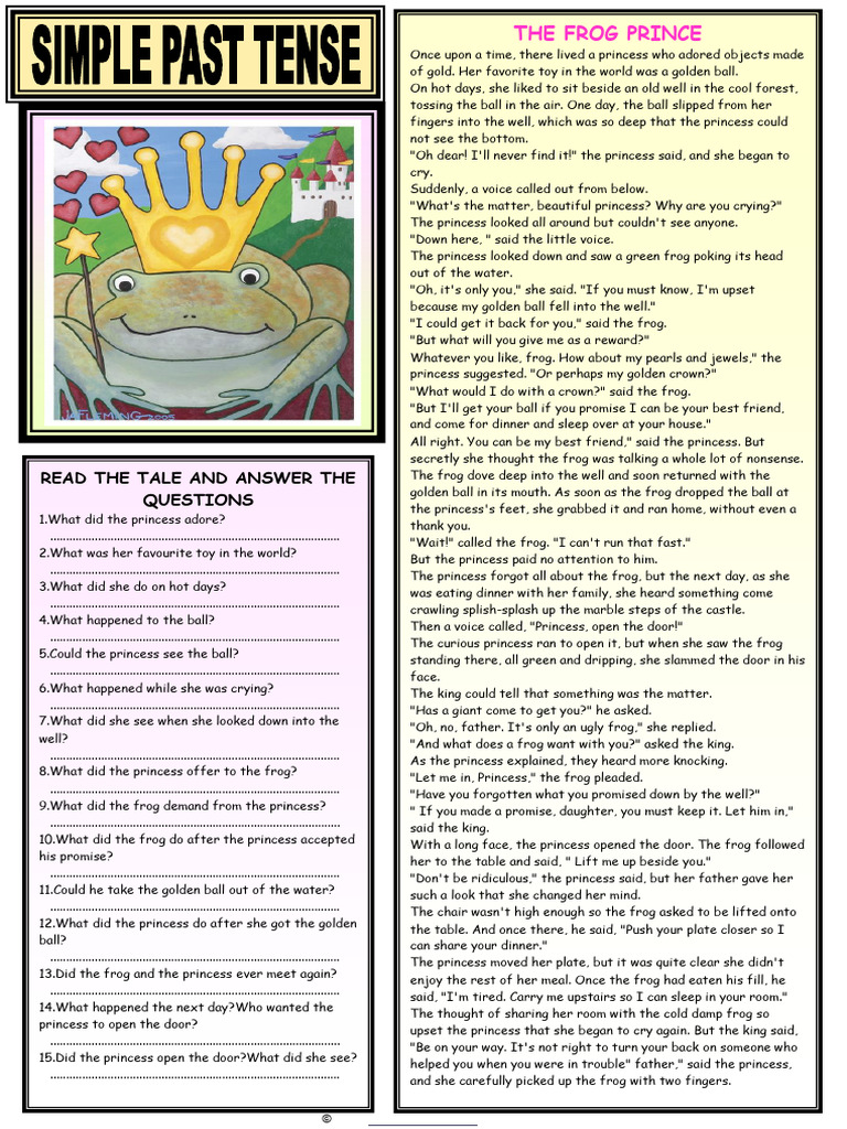 Simple Past Tense The Frog Prince 1 | PDF | Folklore | Fairy Tales