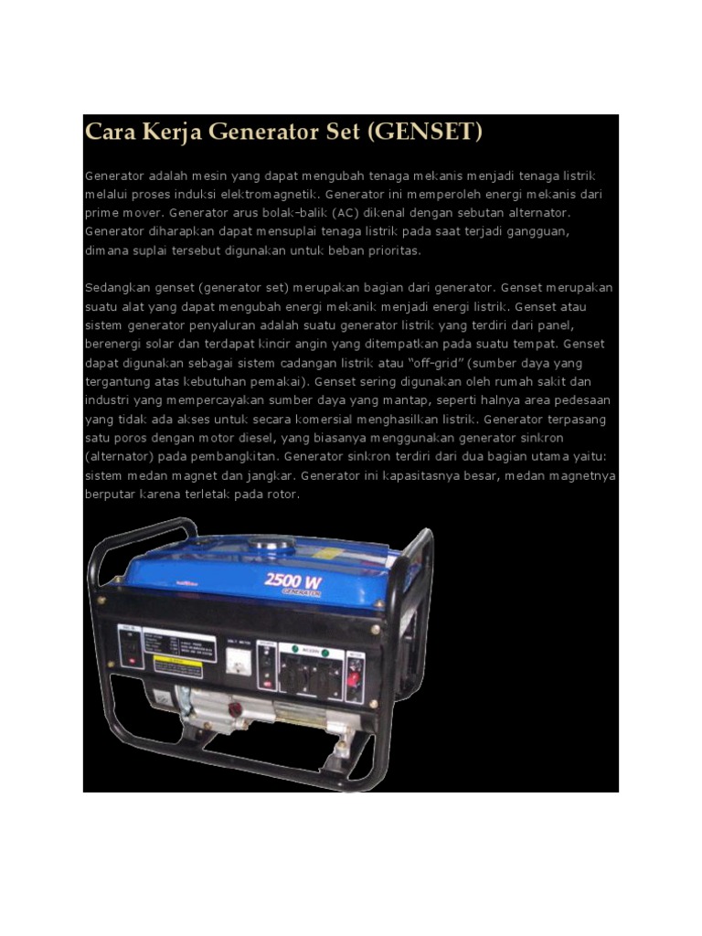 Cara Kerja Generator Set | PDF
