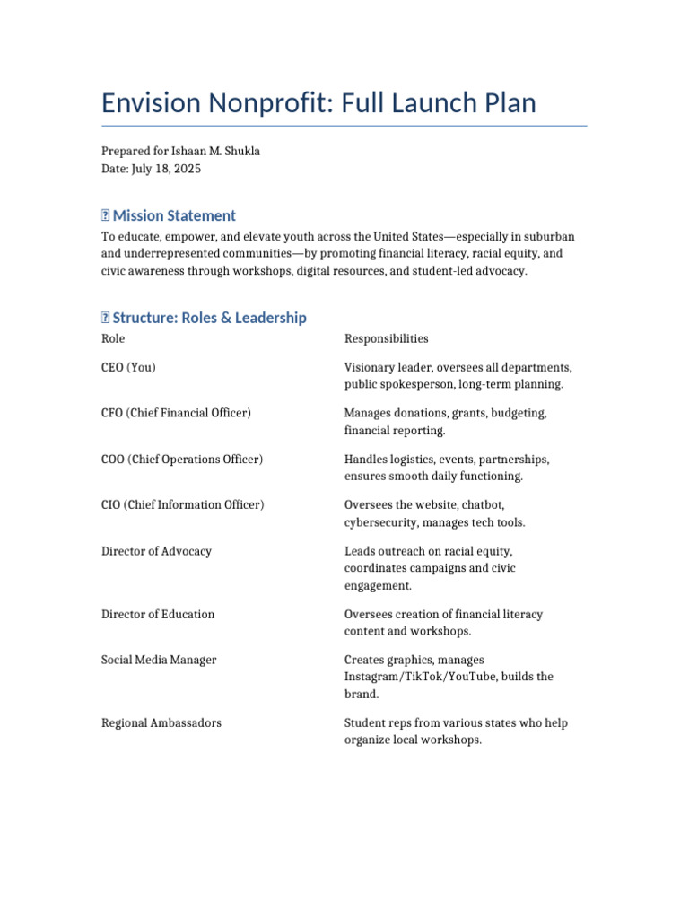 Envision Nonprofit Launch Strategy | PDF | Chief Information Officer