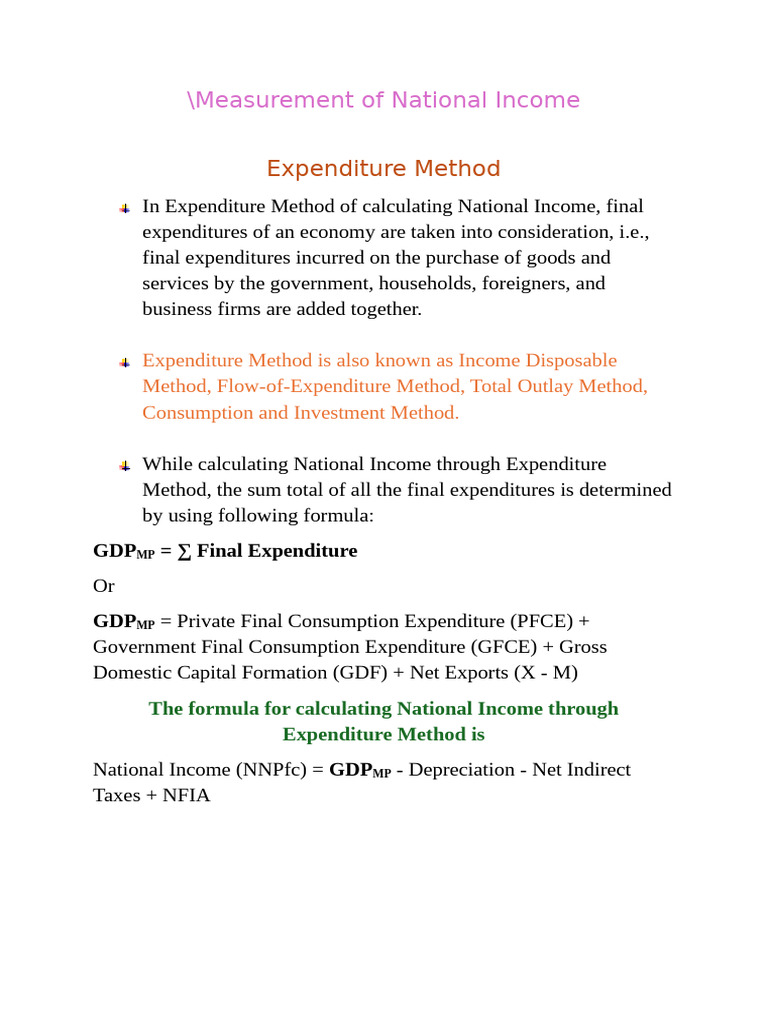 National Income Measurement: Expenditure Method | PDF | Consumption ...