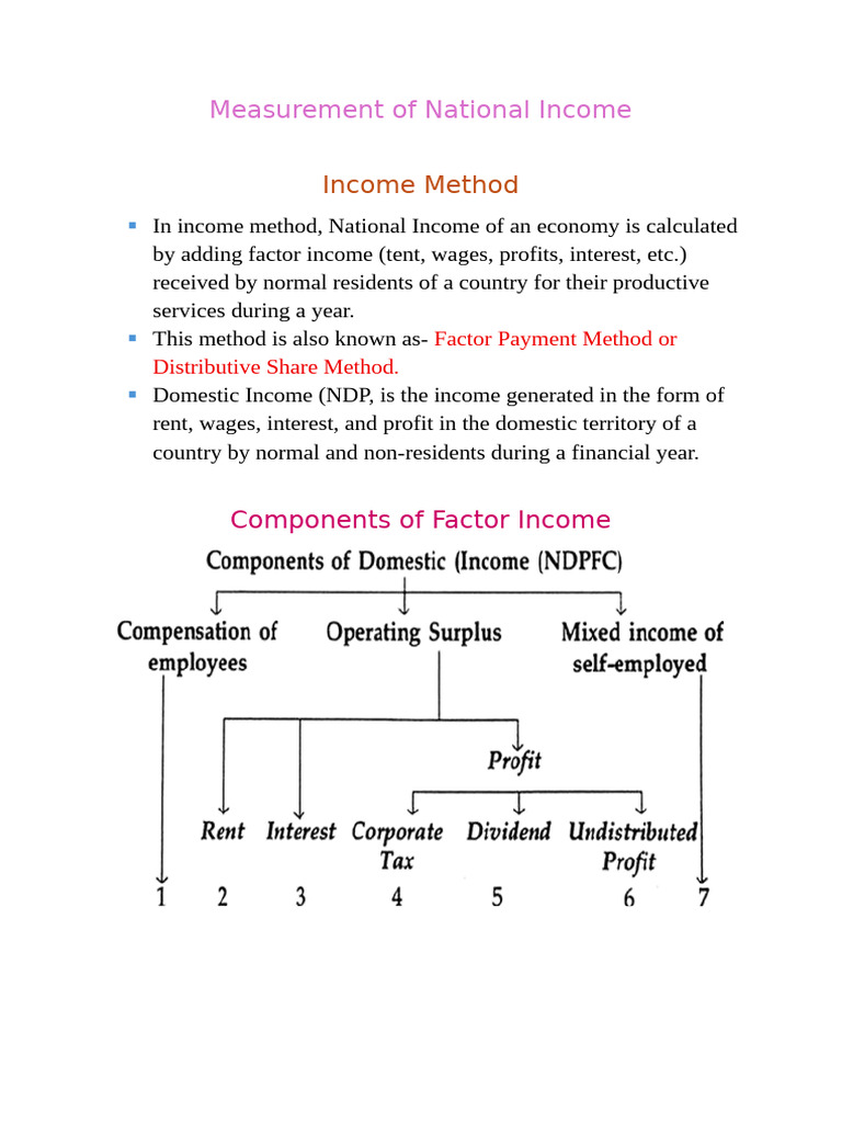 Measurement of NI-Income Method | PDF | Employment | Interest