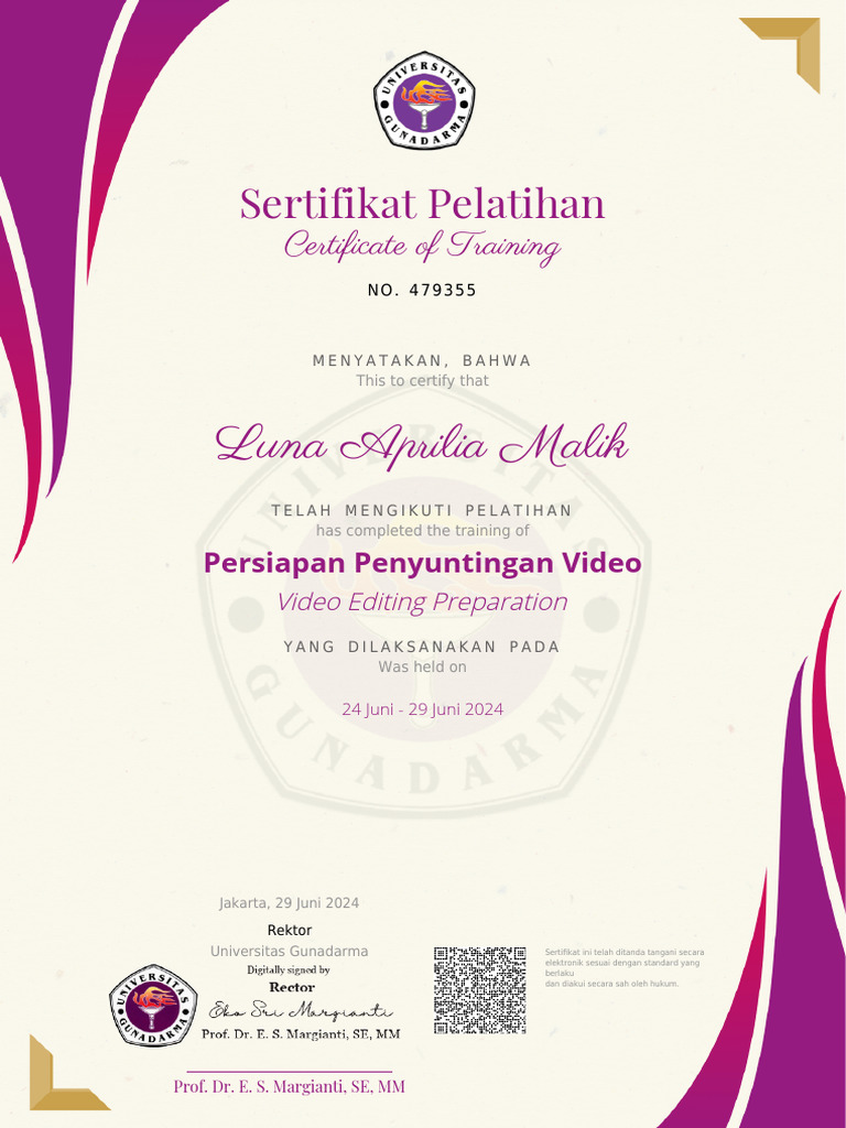 Sertif Gunadarma 1 | PDF