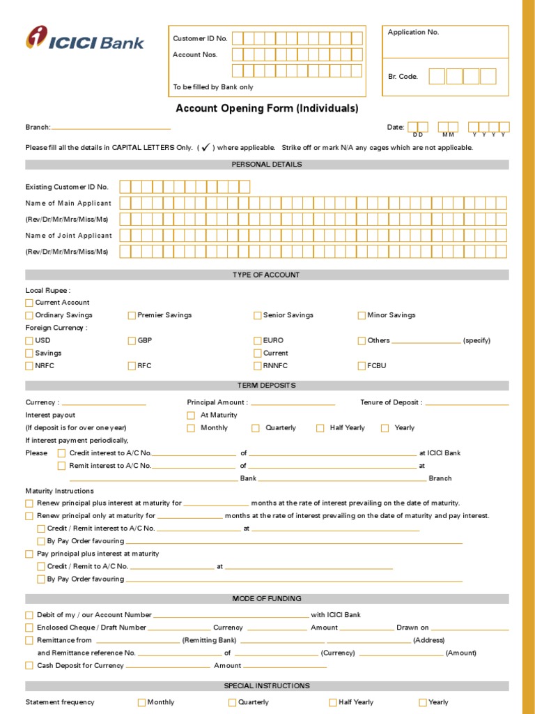 Icici Form | PDF | Debits And Credits | Deposit Account