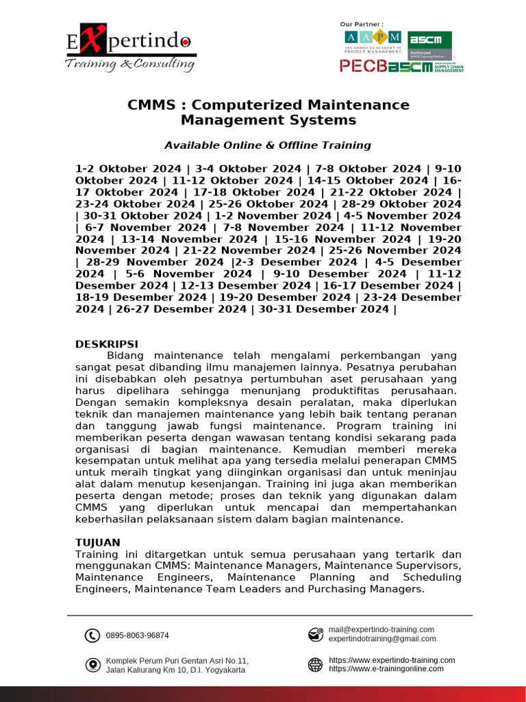 CMMS Computerized Maintenance Management Systems | PDF