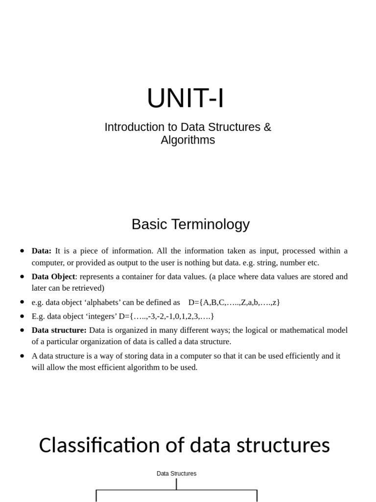 Unit I (DSA) | PDF | Time Complexity | Data Type