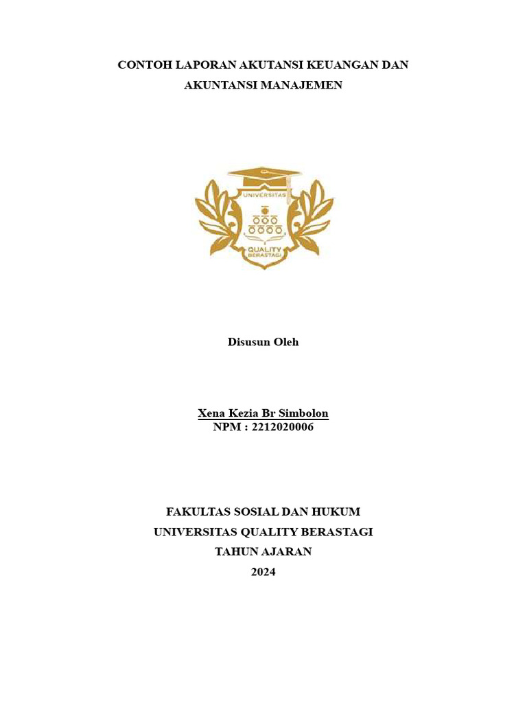 Contoh Laporan Akutansi Keuangan Dan Akuntansi | PDF