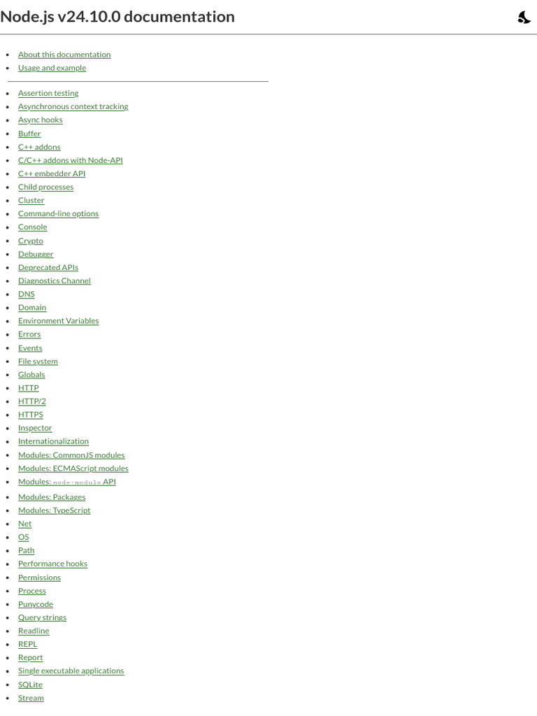Index - Node - Js v24.10.0 Documentation | PDF