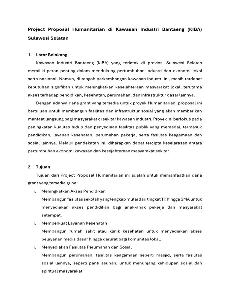 Proposal Proyek Humanitarian KIBA | PDF