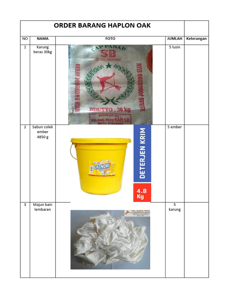 Order Barang 12 Mei 25 | PDF