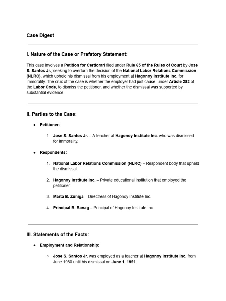 Case Digest | PDF | Complaint | Employment