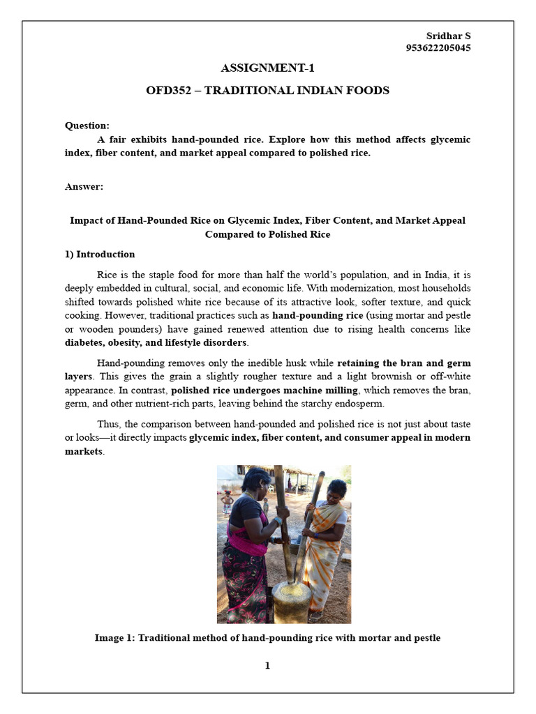 Assignment-1 (Traditional Indian Foods) (Sridhar S) | PDF | Dietary ...