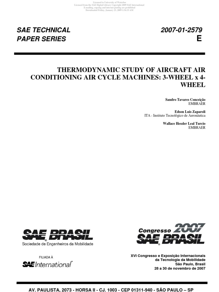Thermodynamic Study of Aircraft Air Conditioning Air Cycle Machine - 3 ...