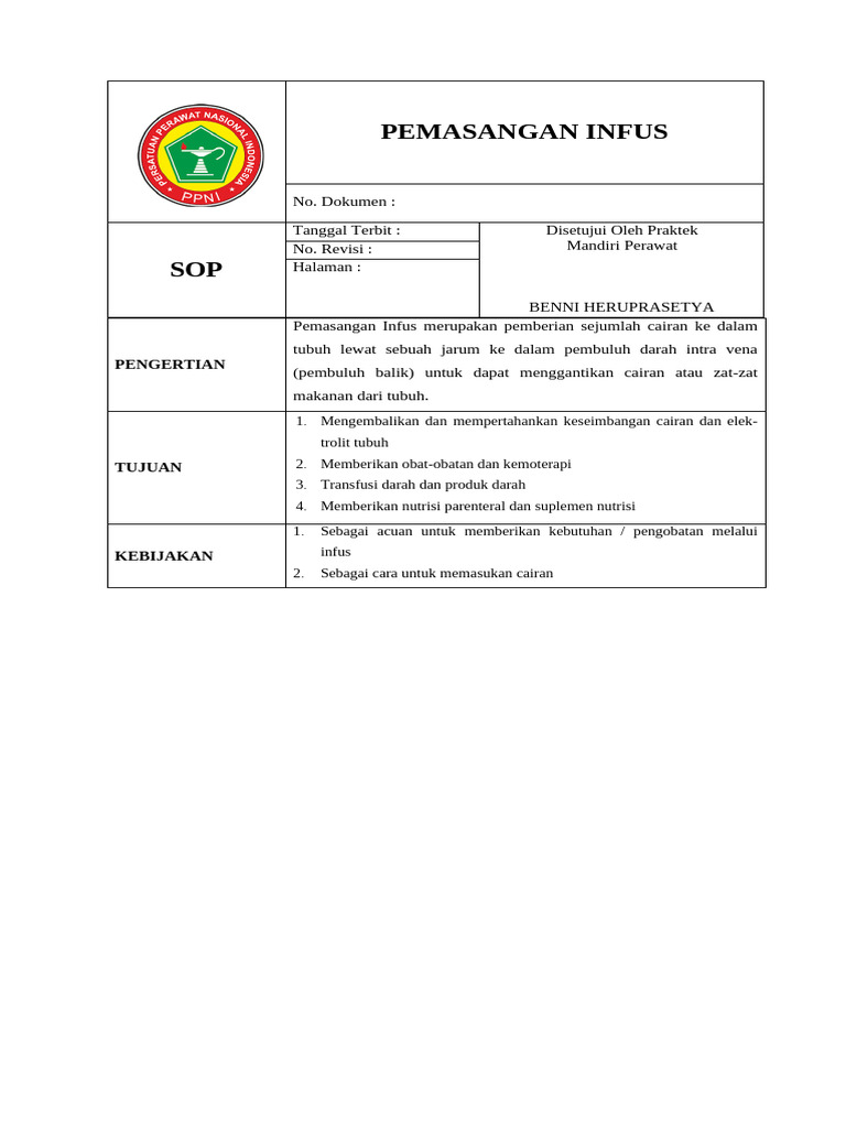 Panduan Pemasangan Infus yang Aman | PDF
