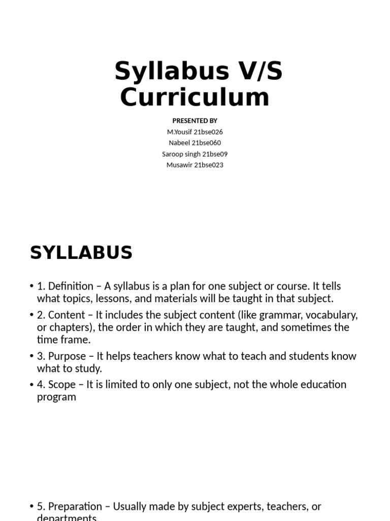 Syllabus vs Curriculum Explained | PDF | Curriculum | Teachers
