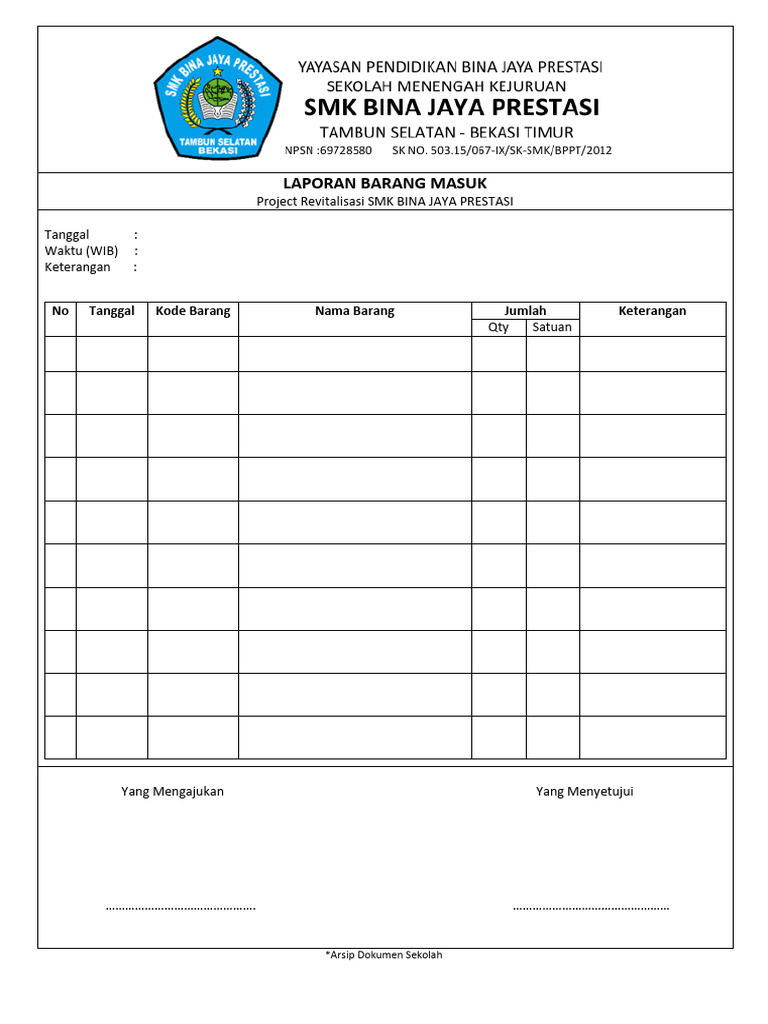 Laporan Barang Masuk | PDF