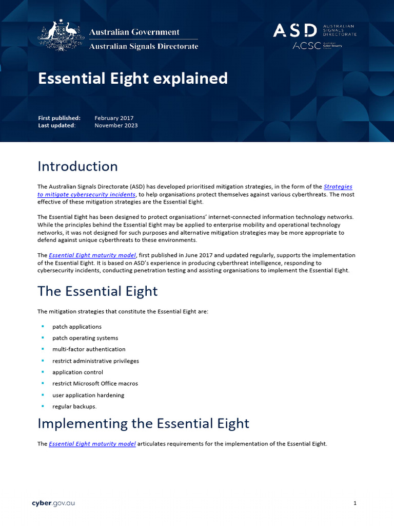 Essential Eight Cybersecurity Strategies | PDF | Computer Security ...