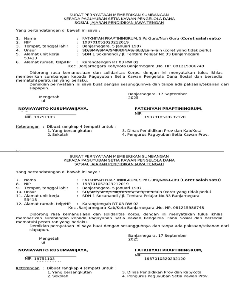 S Pernyataan Dansos Ningrum | PDF