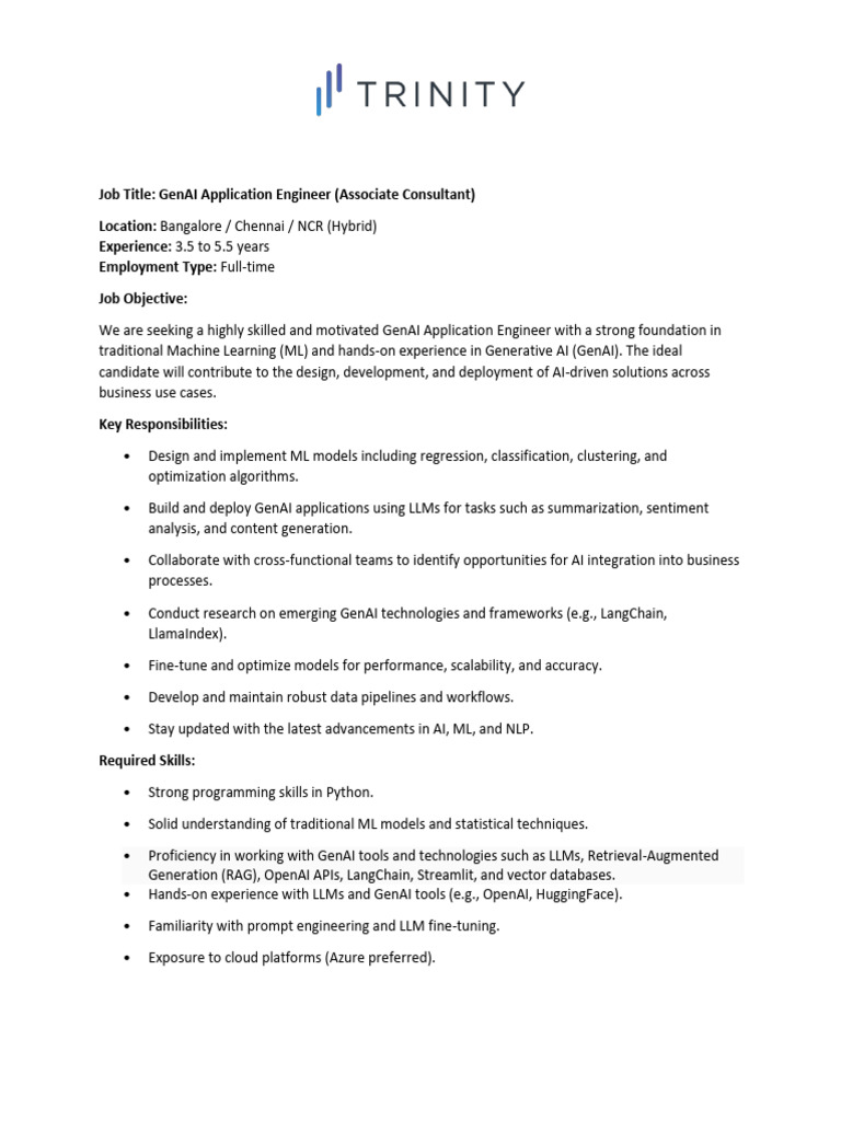 Associate Consultant - GenAI Application Engineer - L | PDF | Machine ...