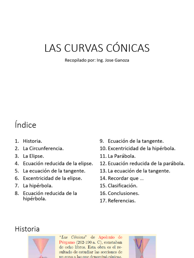 Curvas Cónicas: Tipos y Ecuaciones | PDF