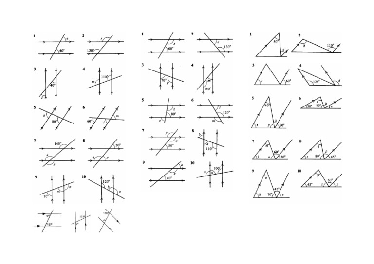 Angles in Parallel Lines Easy Med Hard | PDF