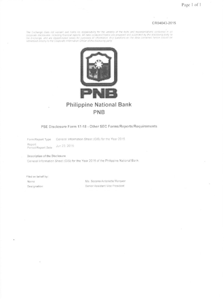 General. Info Sheet PNB | PDF | Securities (Finance) | Makati