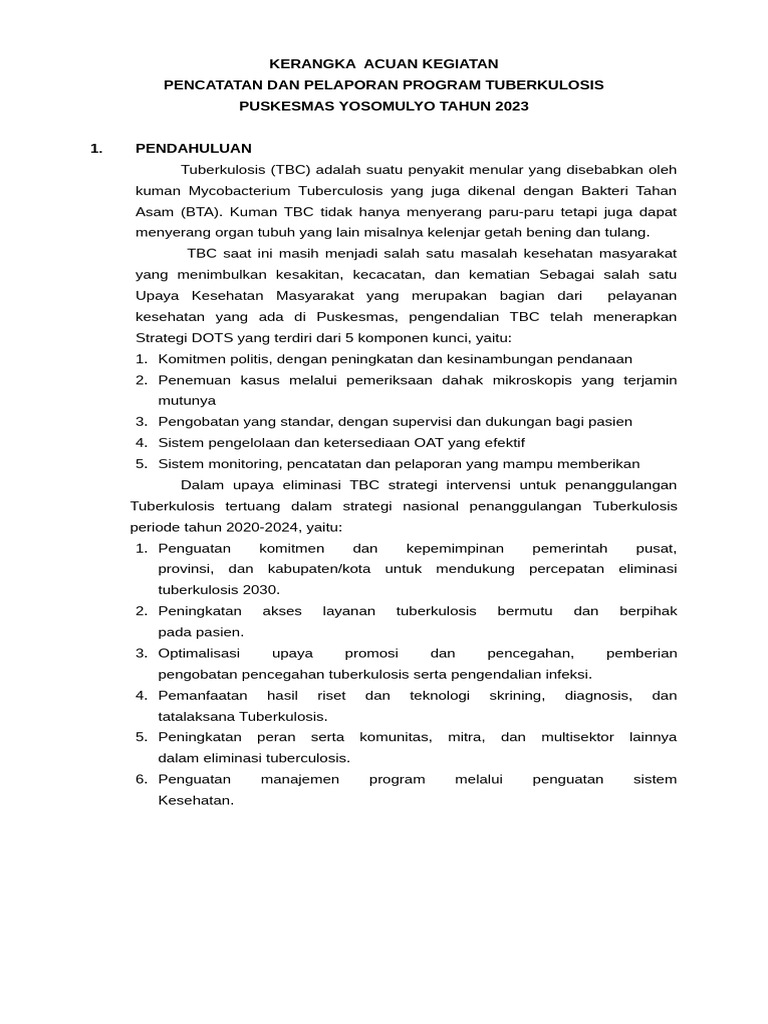 Kak Pencatatan Program TBC 2023 | PDF