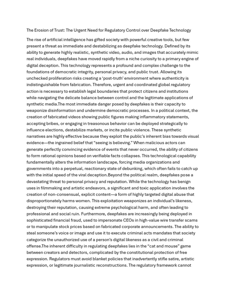 The Erosion of Trust The Urgent Need For Regulatory Control Over ...