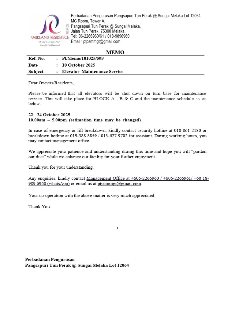 599 Elevator Maintenance Service Oct | PDF