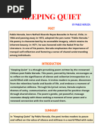 Summary of 'Keeping Quiet' by Neruda | PDF