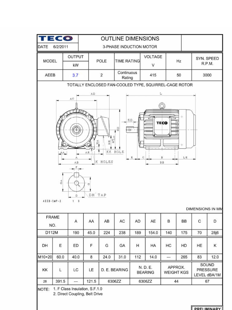 3 Phase Induction Motor TECO | PDF
