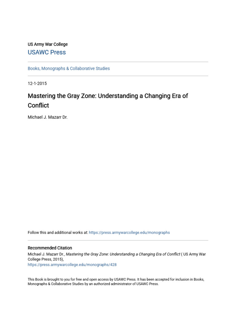 Mastering The Gray Zone - Understanding A Changing Era of Conflict ...