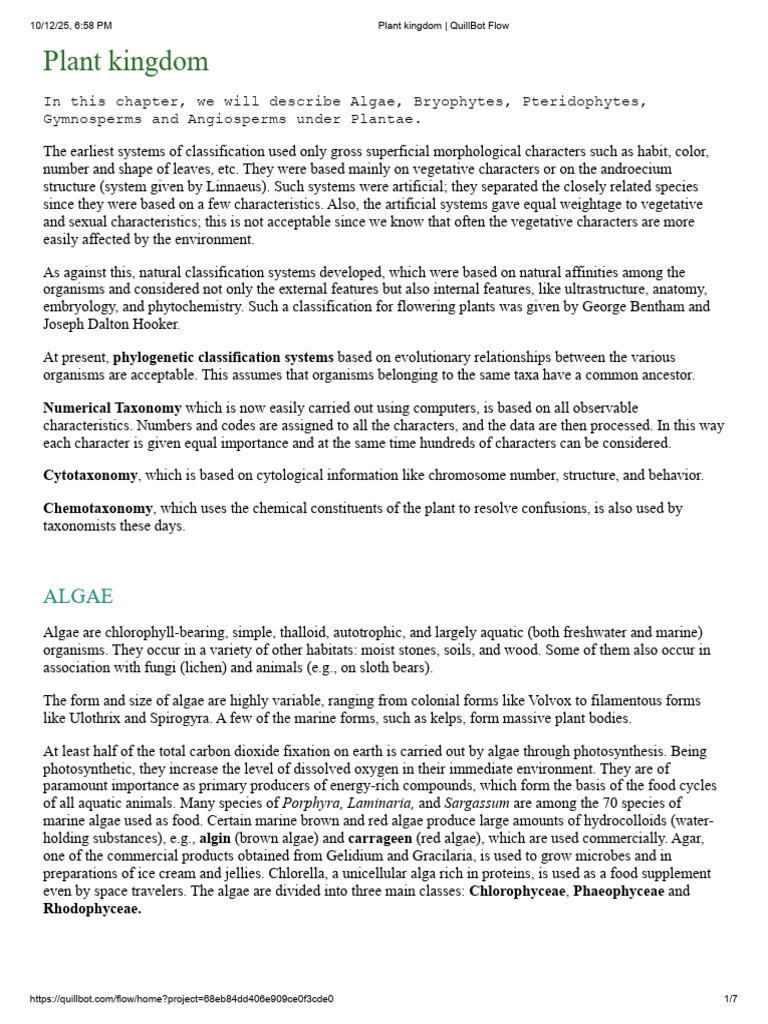 Overview of Plant Kingdom Classification | PDF | Moss | Fern