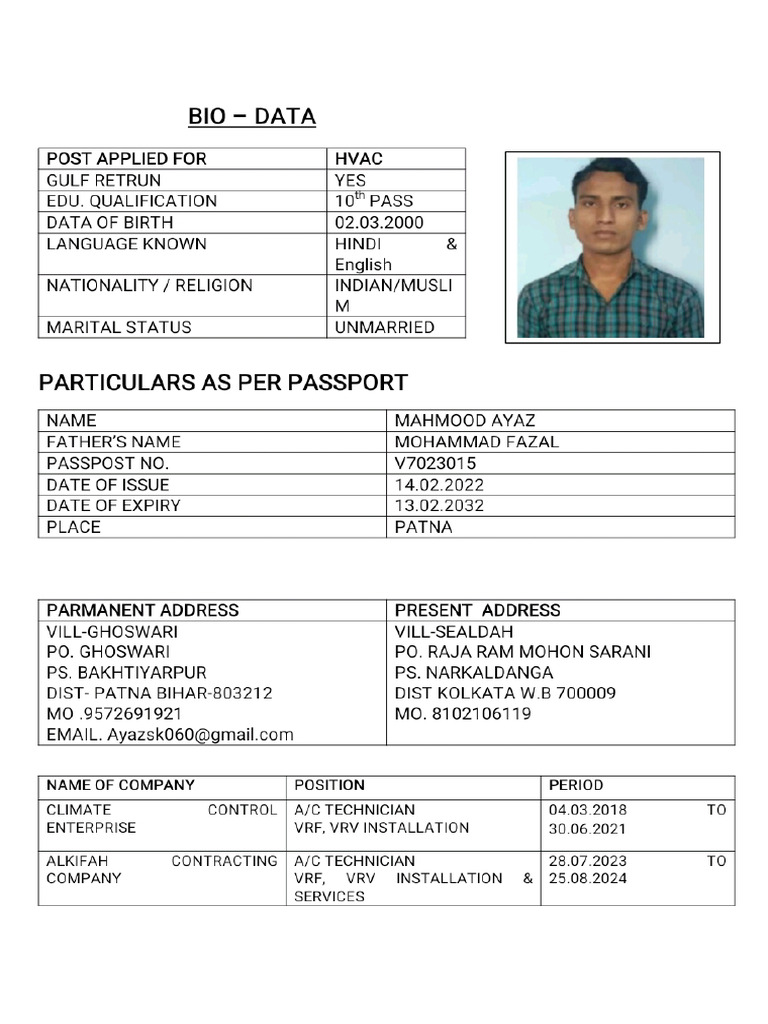 Bio Data | PDF
