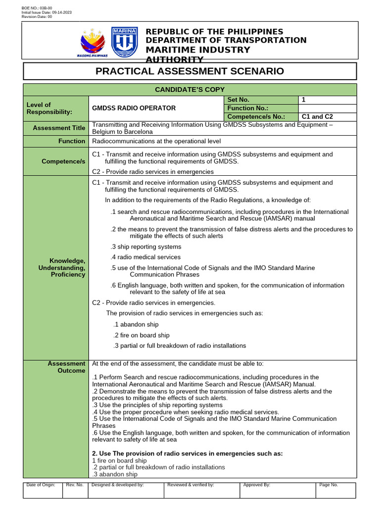 SET 1 BOE 03B Practical Assessment Scenario Candidates | PDF ...
