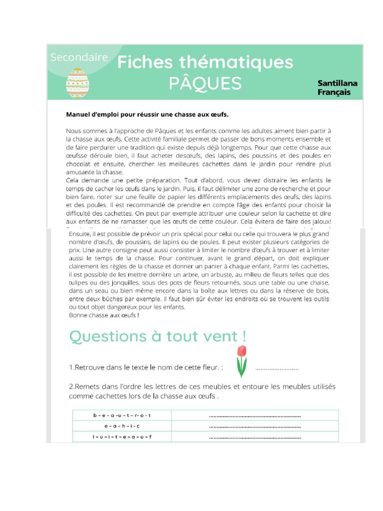 Paques Secondaire | PDF