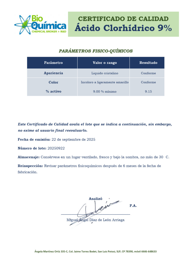 CoA HCL 9.0% 20250922 | PDF