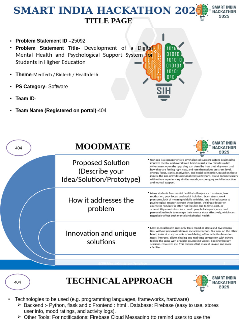 SIH2025 IDEA Presentation Format (1) 1 | PDF | Mental Health | Well Being